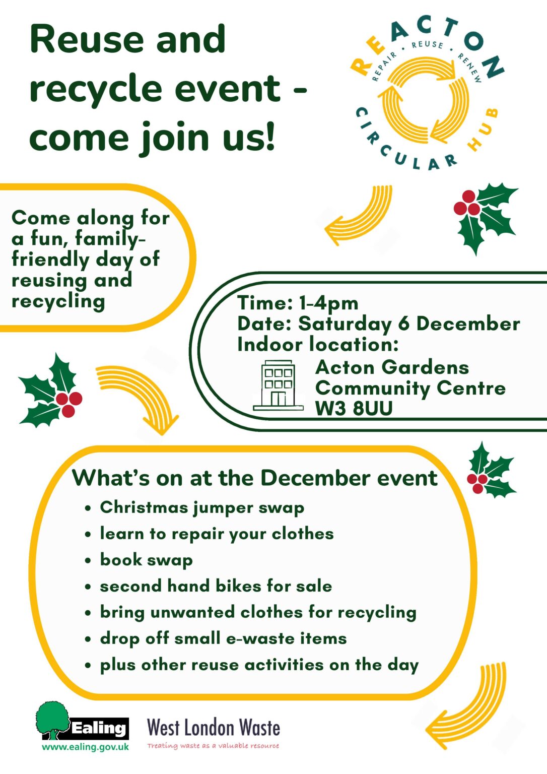 DECEMBER REUSE & RECYCLE EVENT - Your Acton BID